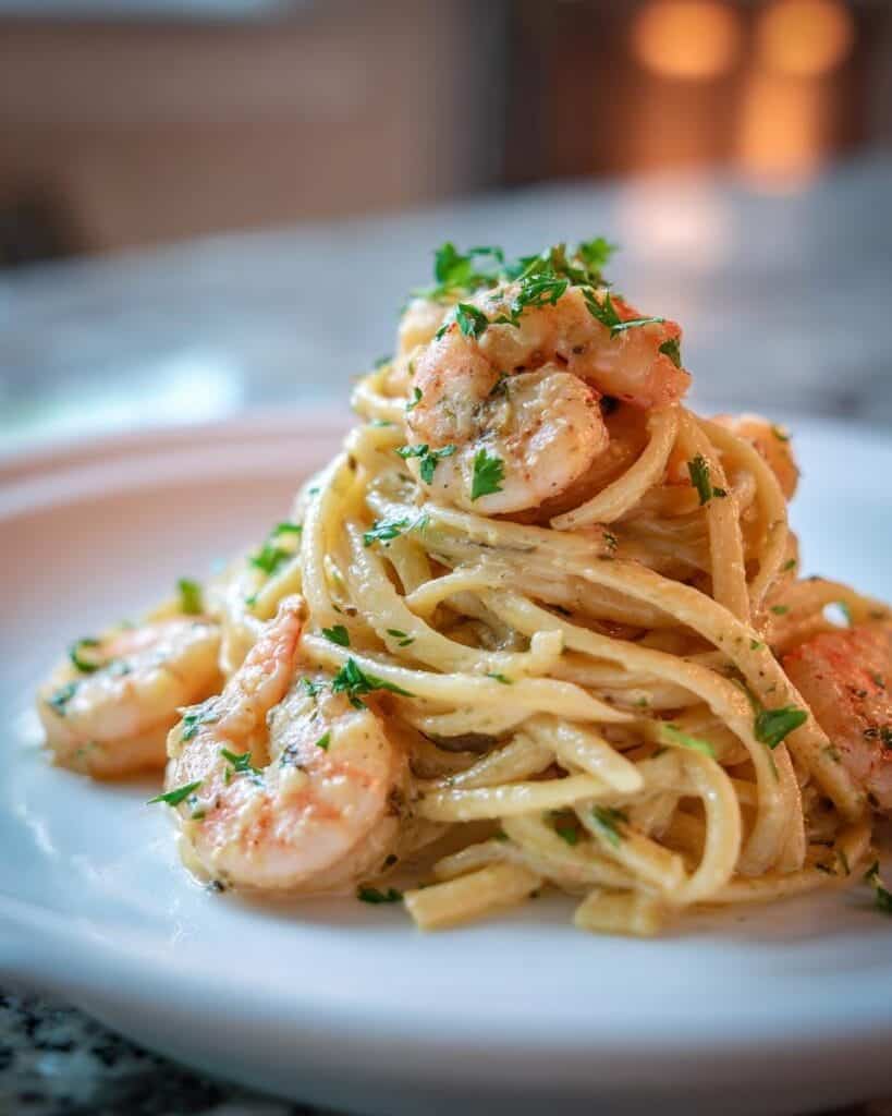 25-Minute Creamy Garlic Shrimp High Protein Pasta - Irresistible ...